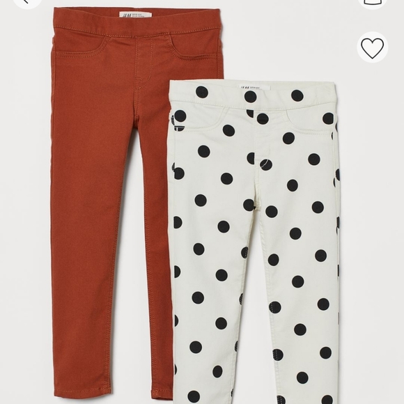 H&M | Bottoms | Hm Kids Toddler Brown Skinny Tregginggently Worn Polka Dot Nwt 4t Bundle | Poshmark